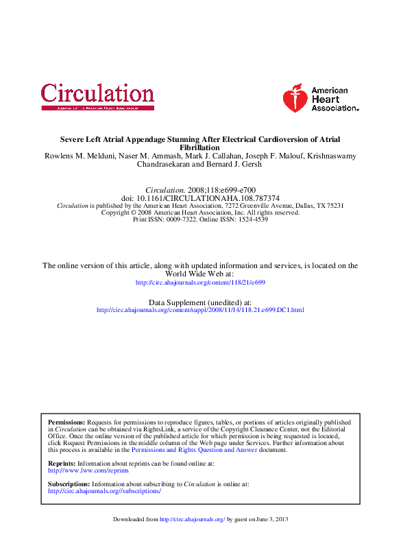 (PDF) Fibrillation Severe Left Atrial Appendage Stunning After ...