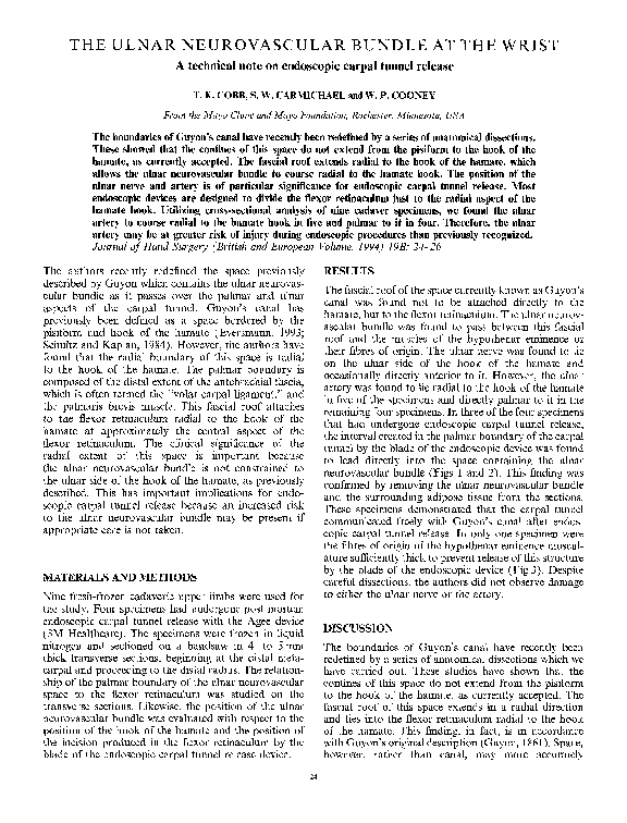 (PDF) The ulnar neurovascular bundle at the wrist A technical note on ...