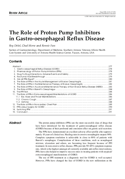 (PDF) The Role of Proton Pump Inhibitors in Gastro-oesophageal Reflux ...