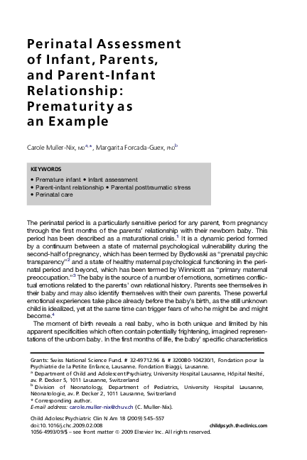 (PDF) Perinatal Assessment of Infant, Parents, and Parent-Infant ...