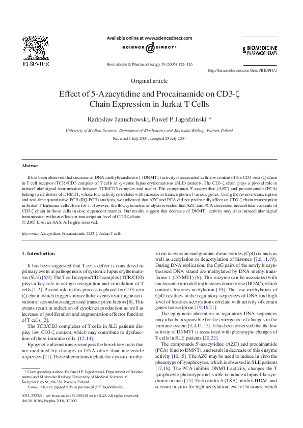 (PDF) Effect of 5-Azacytidine and Procainamide on CD3-ζ Chain ...