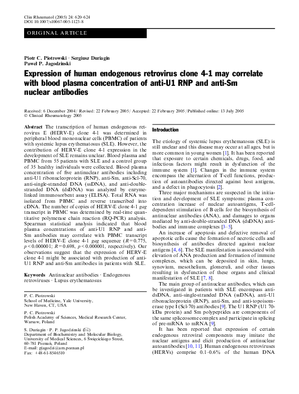 (PDF) Expression of human endogenous retrovirus clone 4-1 may correlate ...
