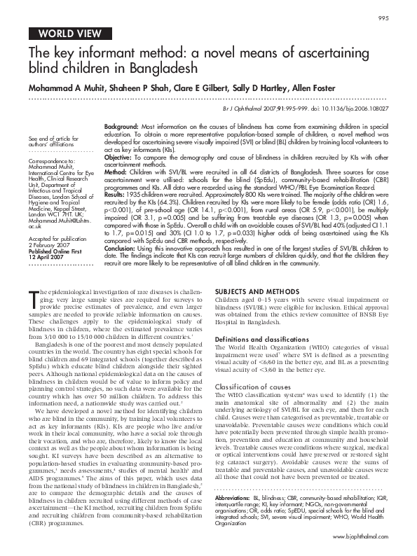 (PDF) The key informant method: a novel means of ascertaining blind ...