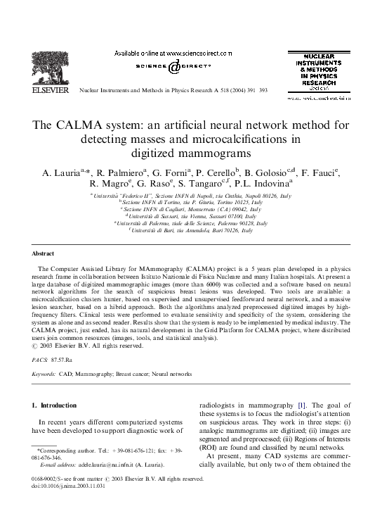 (PDF) The CALMA system: an artificial neural network method for detecting masses and ...
