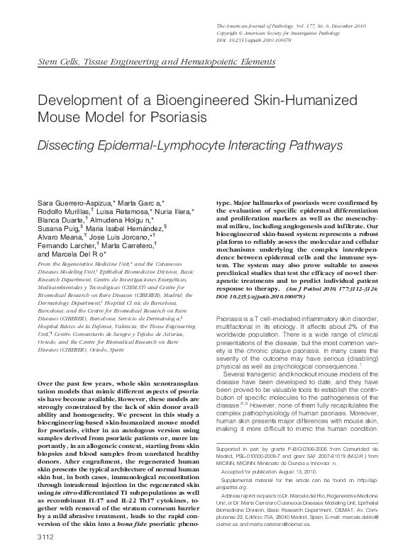 (PDF) Development of a Bioengineered Skin-Humanized Mouse Model for ...