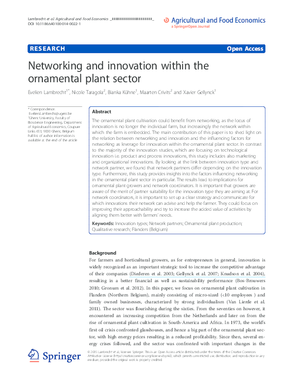(PDF) Networking and innovation within the ornamental plant sector