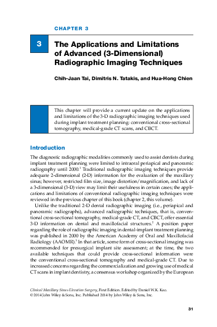 (PDF) The Applications and Limitations of Advanced (3-Dimensional) Radiographic Imaging Techniques