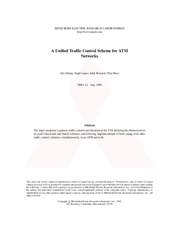 (PDF) A Unified Traffic Control Scheme for ATM Networks