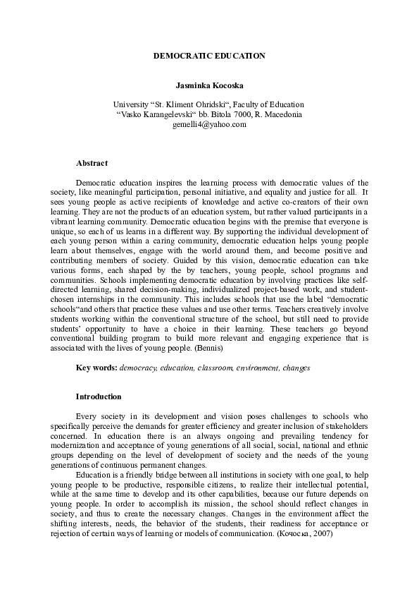 (DOC) DEMOCRATIC EDUCATION