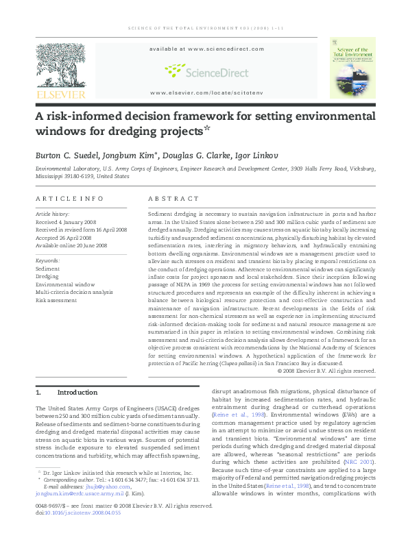 (PDF) A risk-informed decision framework for setting environmental windows for dredging projects
