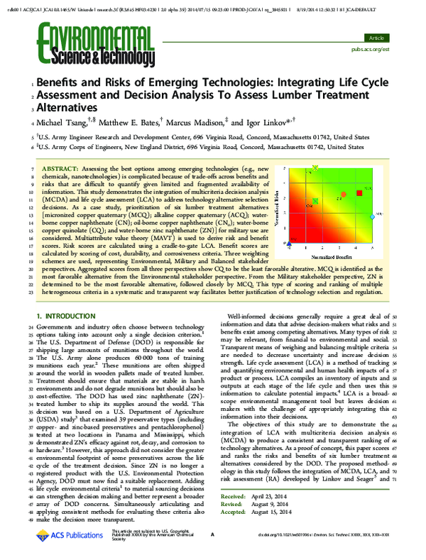 (PDF) Benefits and risks of emerging technologies: integrating life ...