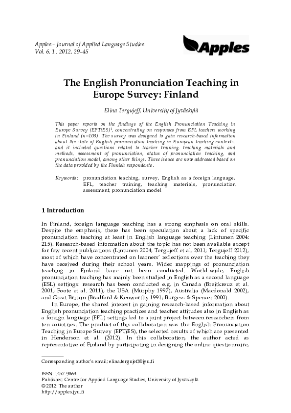 (PDF) The-english-pronunciation-teaching-in-europe-survey-finland