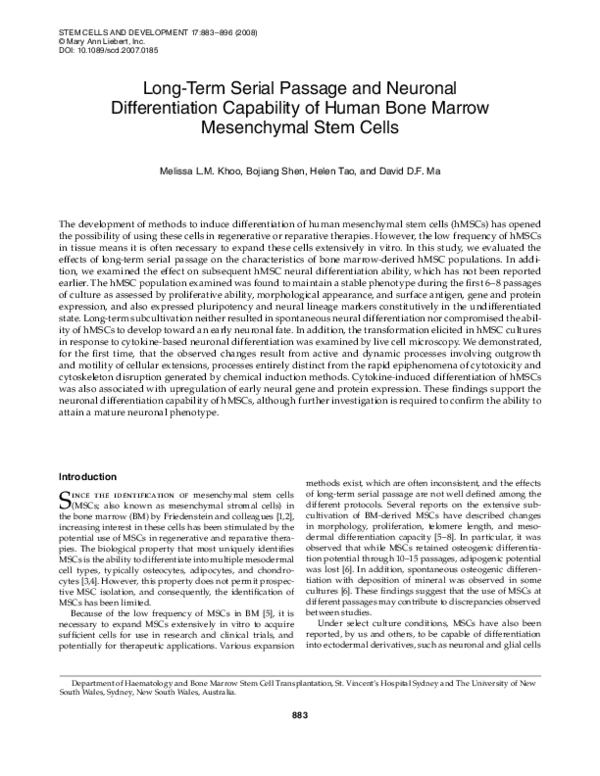 (PDF) Long-Term Serial Passage and Neuronal Differentiation Capability ...