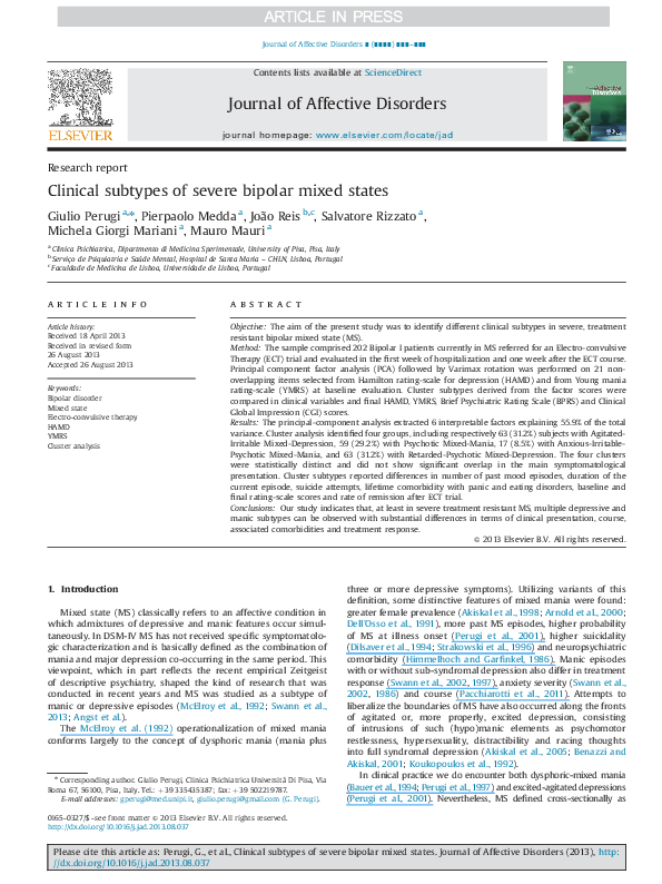 (PDF) Clinical subtypes of severe bipolar mixed states