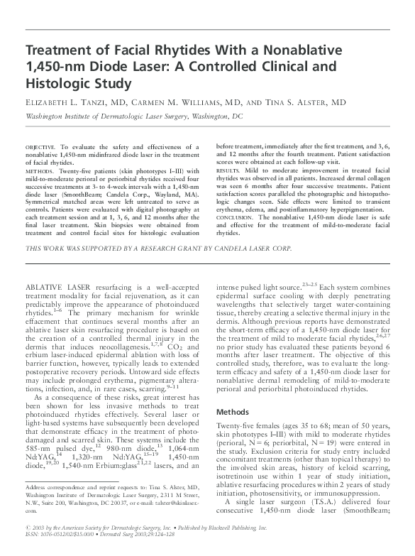 (PDF) Treatment of Facial Rhytides With a Nonablative 1,450-nm Diode ...
