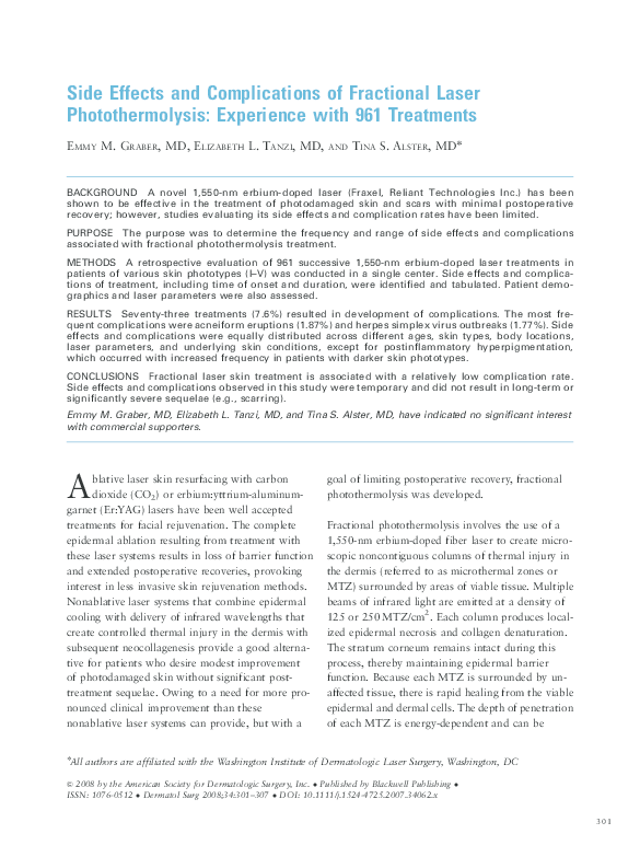 (PDF) Side Effects and Complications of Fractional Laser ...