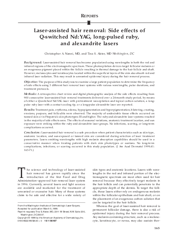 (PDF) Laser-assisted hair removal: Side effects of Q-switched Nd:YAG ...