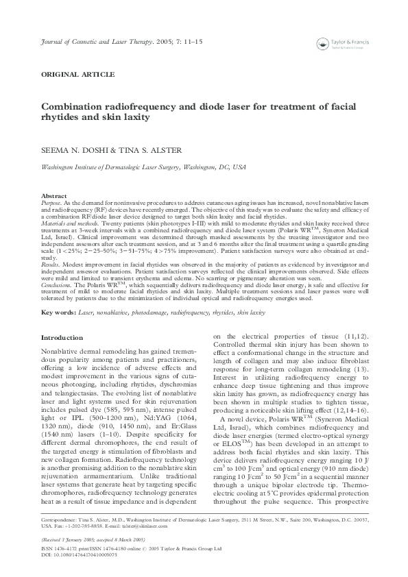 (PDF) Combination radiofrequency and diode laser for treatment of ...