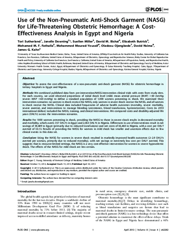 (PDF) Use of the Non-Pneumatic Anti-Shock Garment (NASG) for Life ...