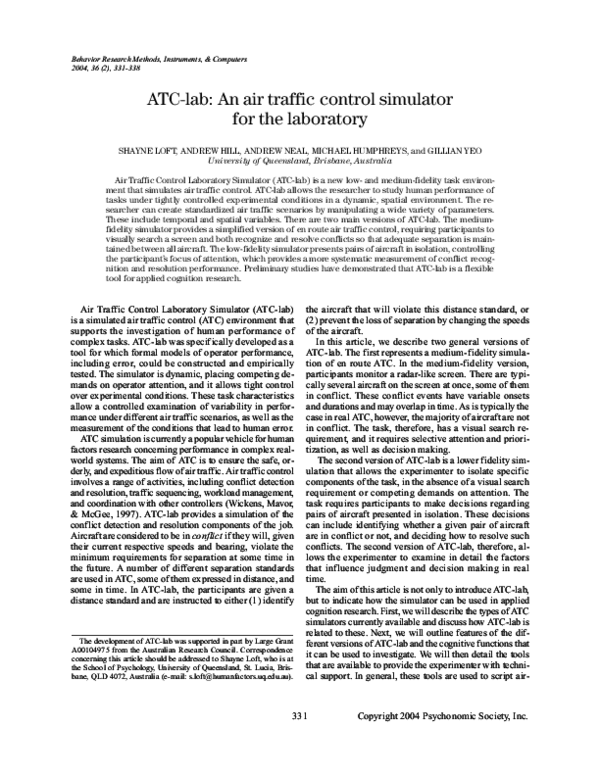 (PDF) ATC-lab: An air traffic control simulator for the laboratory