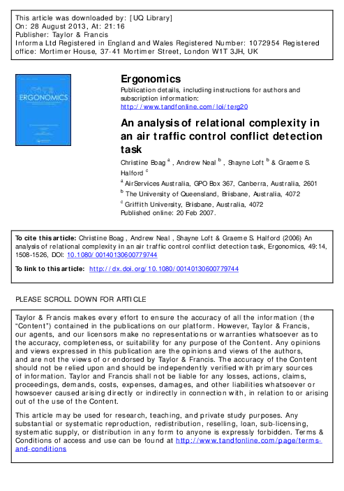 Pdf An Analysis Of Relational Complexity In An Air Traffic Control Conflict Detection Task