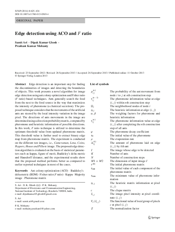 (PDF) Edge detection using ACO and F ratio