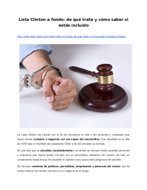 (DOC) Lista Clinton a fondo: de qué trata y cómo saber si estás incluido