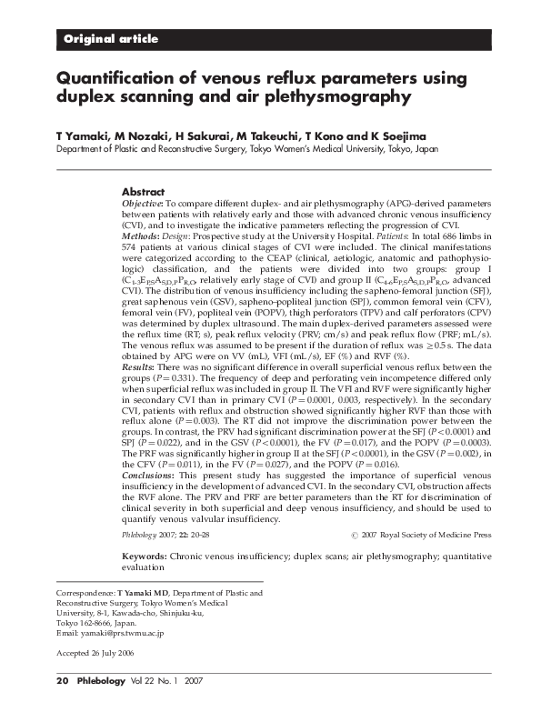 (PDF) Quantification of venous reflux parameters using duplex scanning ...