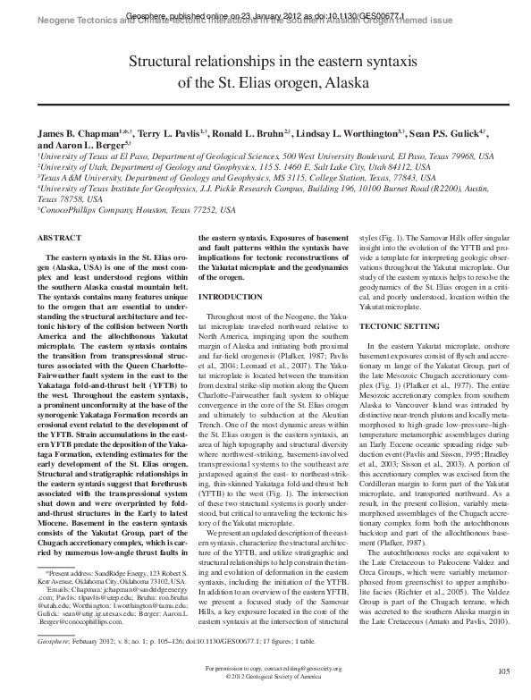 (PDF) Structural relationships in the eastern syntaxis of the St. Elias ...