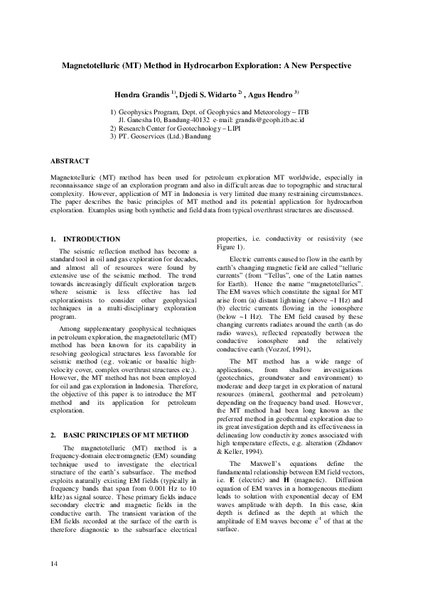 Magnetotelluric (MT) Method in Hydrocarbon Exploration: A New Perspective