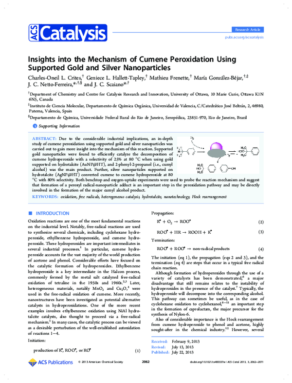 (PDF) Insights into the Mechanism of Cumene Peroxidation Using ...