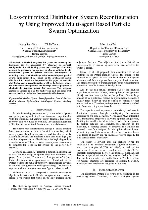 Pdf Artificial Intelligence Hybrid Algorithm For System Reconfiguration To Reduce Power Losses