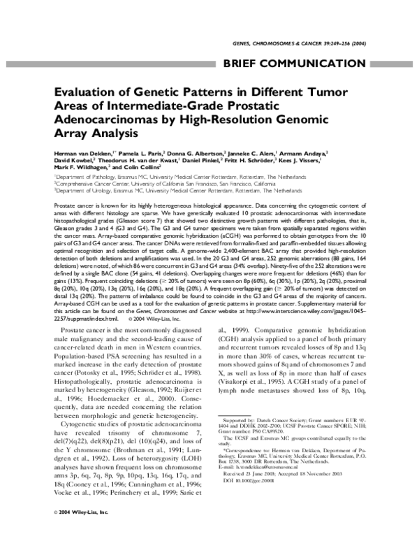 (PDF) Evaluation of genetic patterns in different tumor areas of ...