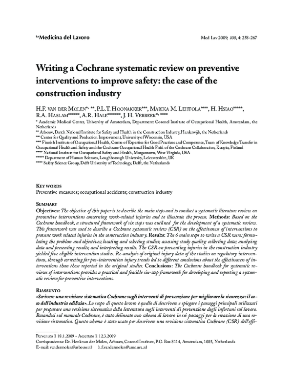 (PDF) Writing a Cochrane systematic review on preventive interventions ...