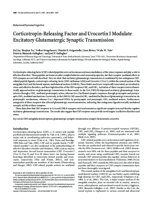 (PDF) Corticotropin-releasing factor and urocortin I activate CREB through functionally ...