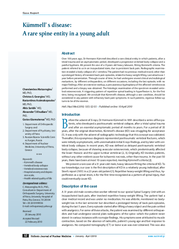 (PDF) Kummell’ s disease: A rare spine entity in a young adult