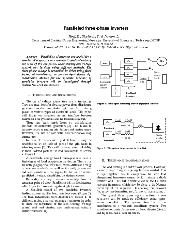 (PDF) Paralleled three-phase inverters
