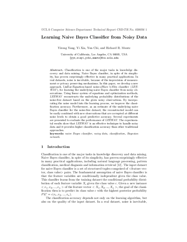 (PDF) Learning naive Bayes classifier from noisy data