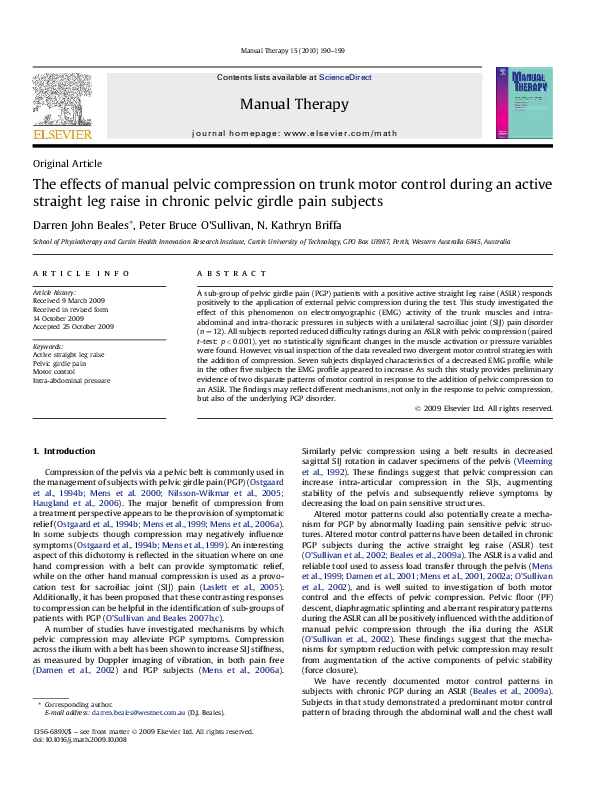 (PDF) The effects of manual pelvic compression on trunk motor control ...