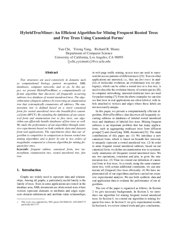 (PDF) HybridTreeMiner: an efficient algorithm for mining frequent rooted trees and free trees ...