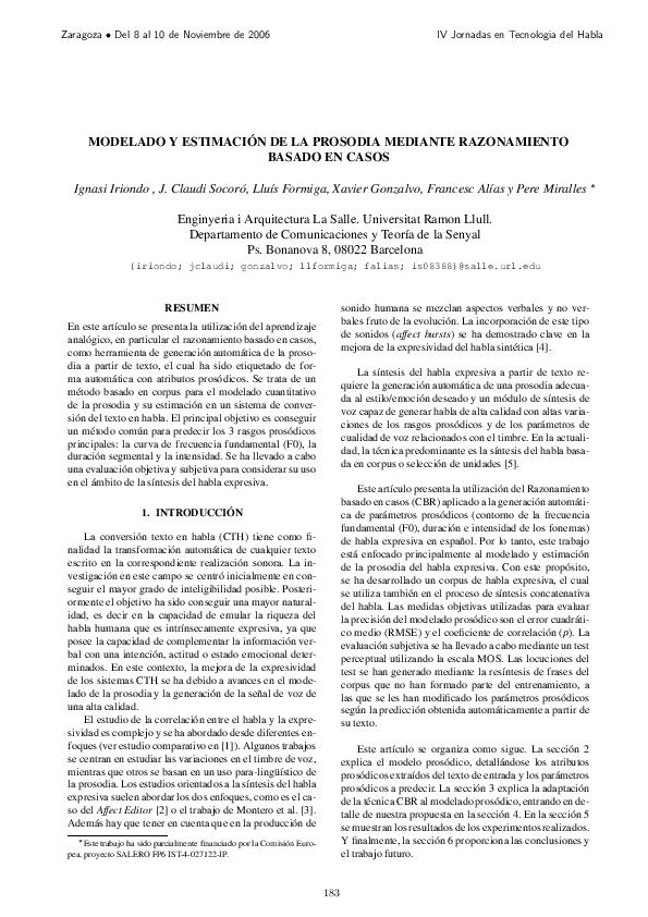 (PDF) MODELADO Y ESTIMACI"N DE LA PROSODIA MEDIANTE RAZONAMIENTO BASADO EN CASOS | Ignasi Sanz ...