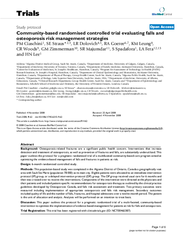 (PDF) Community-based randomised controlled trial evaluating falls and osteoporosis risk ...