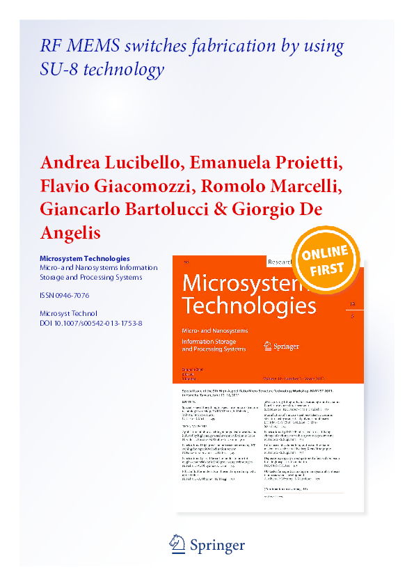 (PDF) RF MEMS switches fabrication by using SU-8 technology