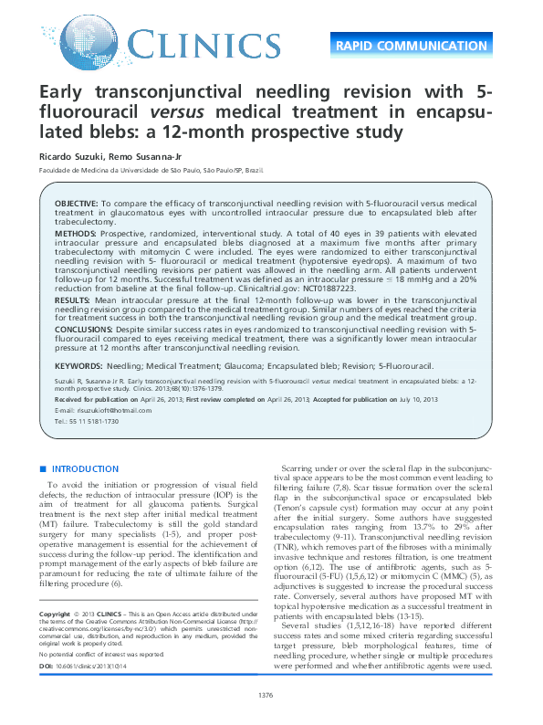 (PDF) Early transconjunctival needling revision with 5-fluorouracil ...