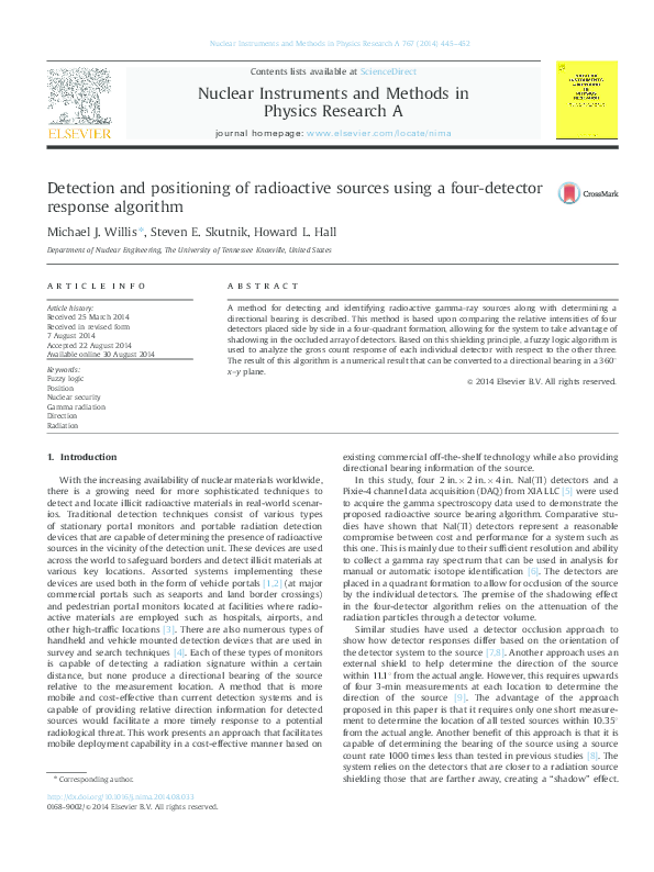 (PDF) Detection and positioning of radioactive sources using a four-detector response algorithm