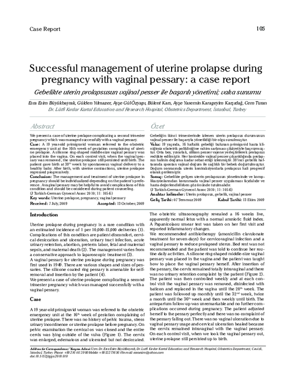 (PDF) Successful management of uterine prolapse during pregnancy with ...