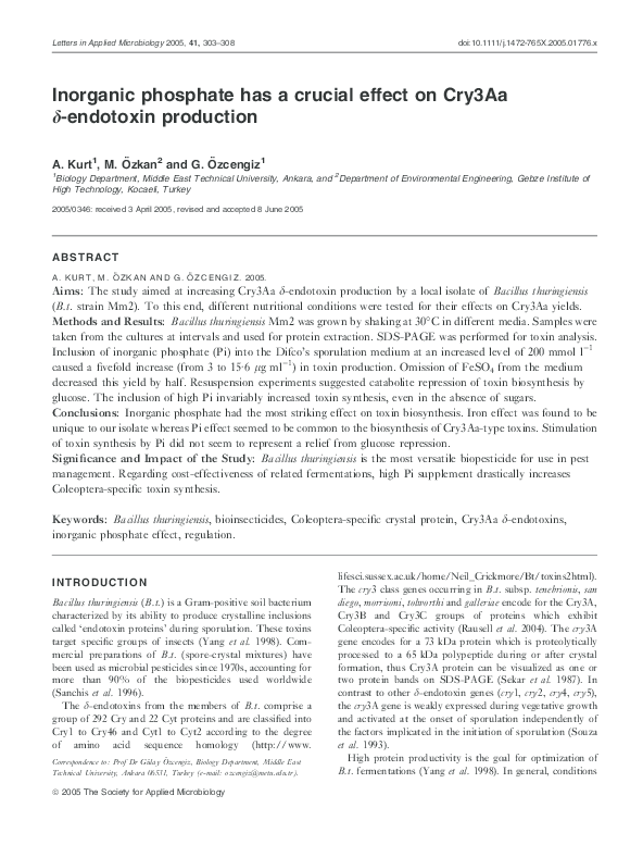 (PDF) Inorganic phosphate has a crucial effect on Cry3Aa delta ...