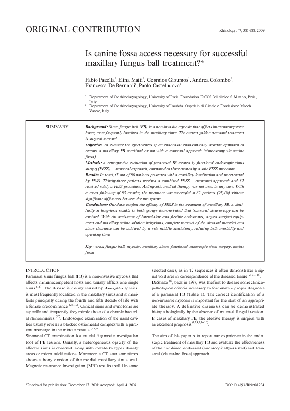 (PDF) Is canine fossa access necessary for successful maxillary fungus ...