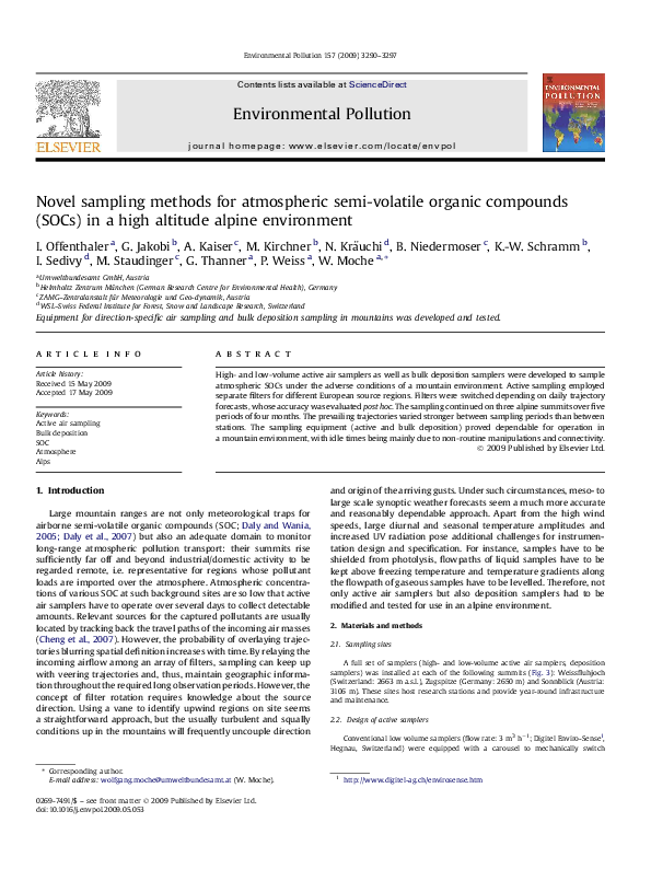 (PDF) Novel sampling methods for atmospheric semi-volatile organic ...