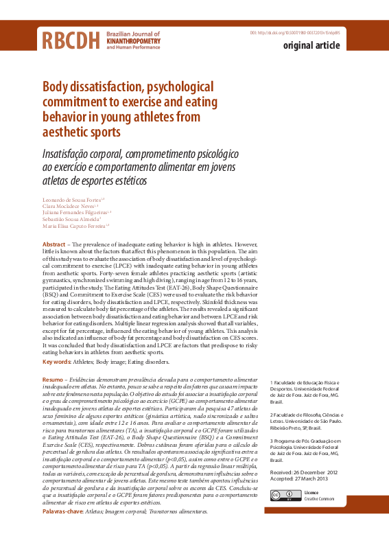 (PDF) Body dissatisfaction, psychological commitment to exercise and ...